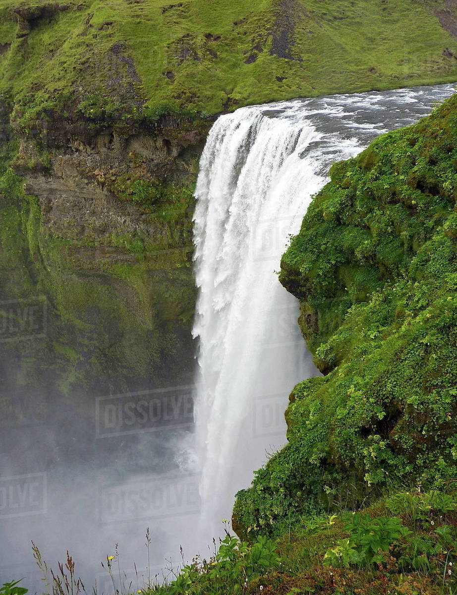 Overhead view of a waterfall, Iceland - Royalty-free Stock Photo | Dissolve