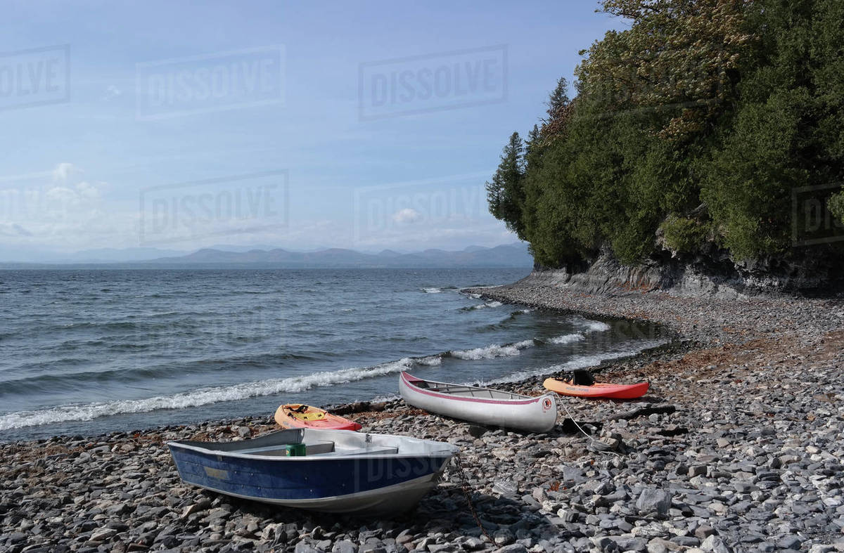 Boats on the beach, Vermont, America, USA - Royalty-free Stock Photo ...