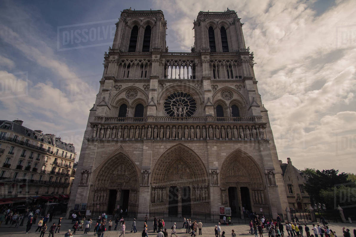 Notre Dame front facade view, Paris, France - Royalty-free Stock Photo ...
