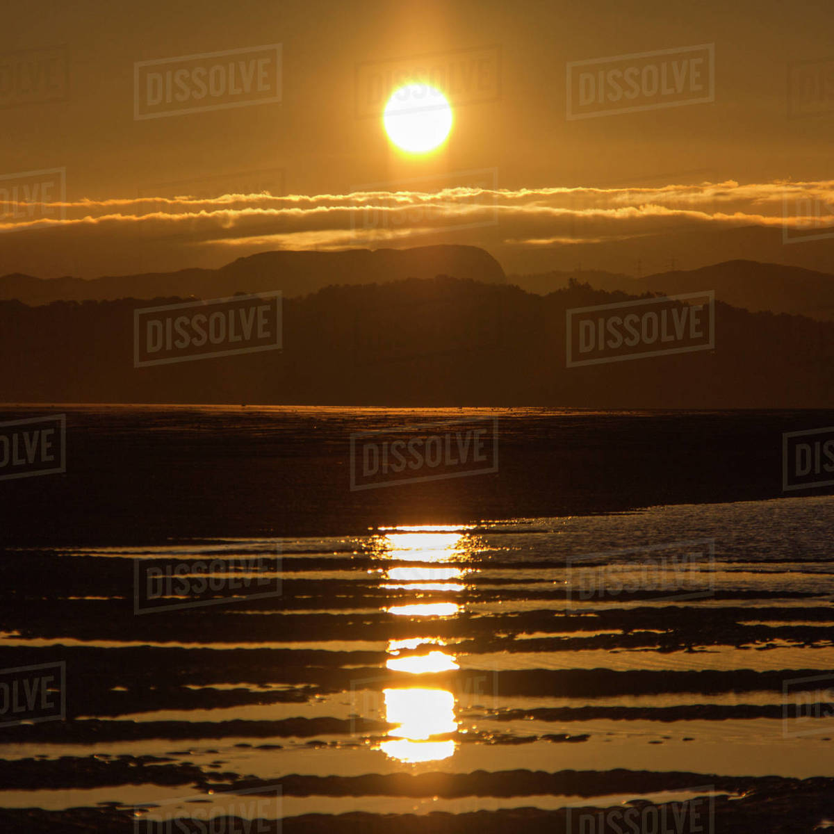 Landscape with sun reflected in puddles - Royalty-free Stock Photo ...