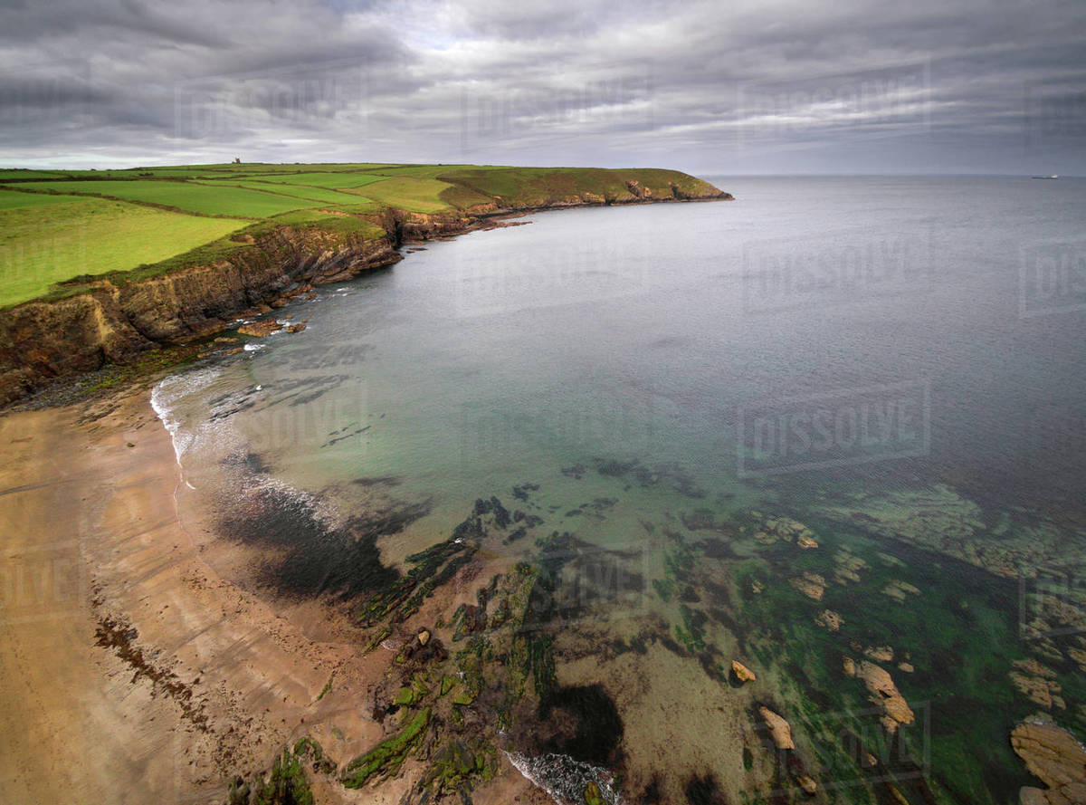 Aerial view of coastline, Rocky bay, County Cork, ireland - Royalty ...