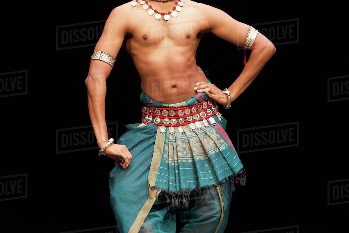 Man in traditional Indian costume dancing - Royalty-free Stock Photo ...