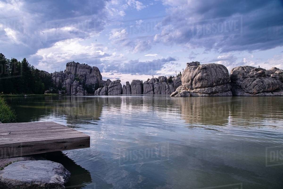Wooden pier at Sylvan Lake, South Dakota, USA - Royalty-free Stock ...