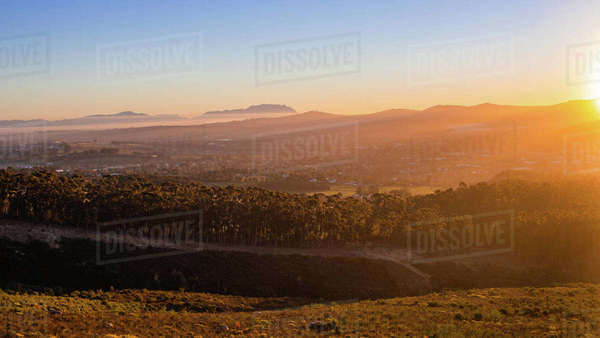 Rural landscape at sunset, Stellenbosch, Western Cape, South Africa ...