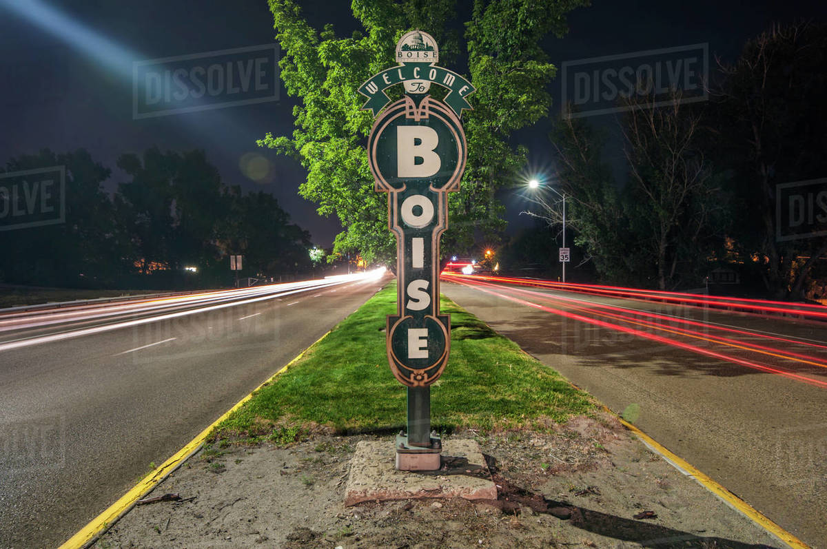 USA, Idaho, Welcome sign in Boise - Royalty-free Stock Photo | Dissolve
