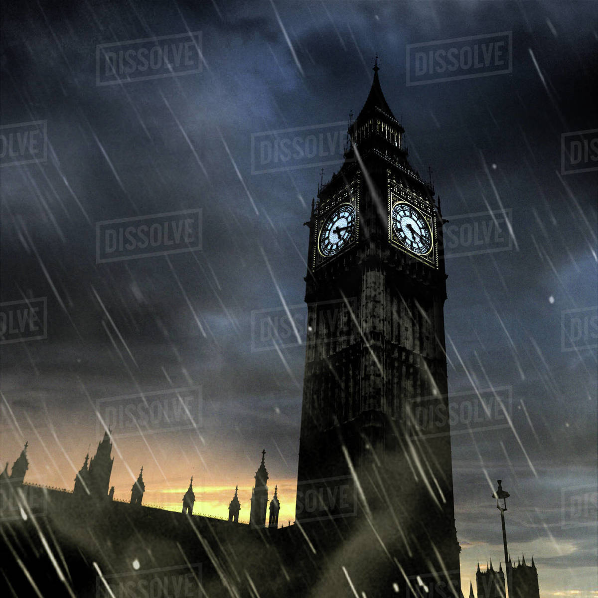 Big Ben in the rain - Royalty-free Stock Photo | Dissolve