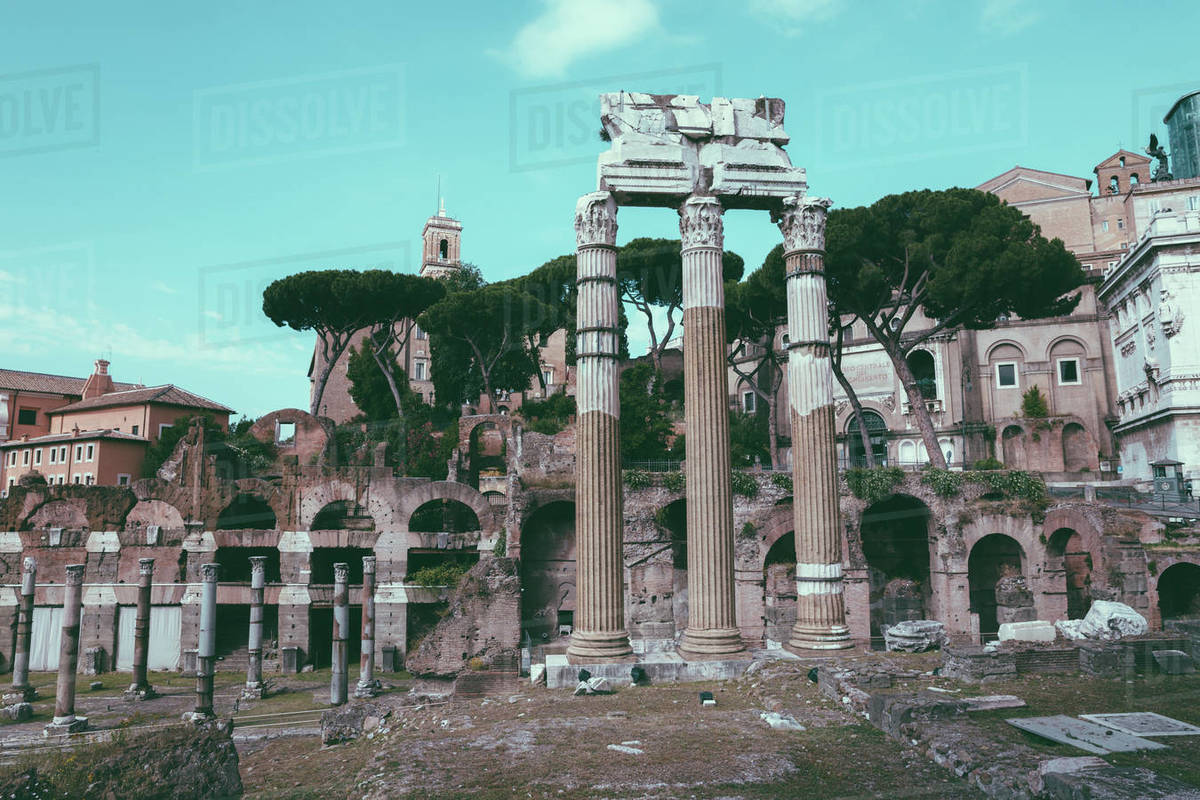 Panoramic view of temple of Venus Genetrix is ruined temple and forum ...