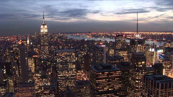 City at magic hour in New York, United States - Stock Video Footage ...