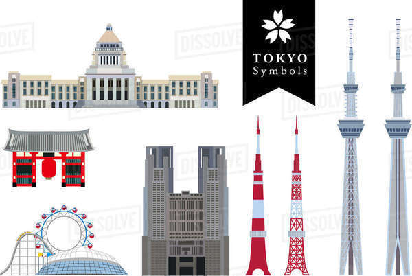 Infographic elements of TOKYO JAPAN, TOKYO Symbol, Tokyo landmarks ...