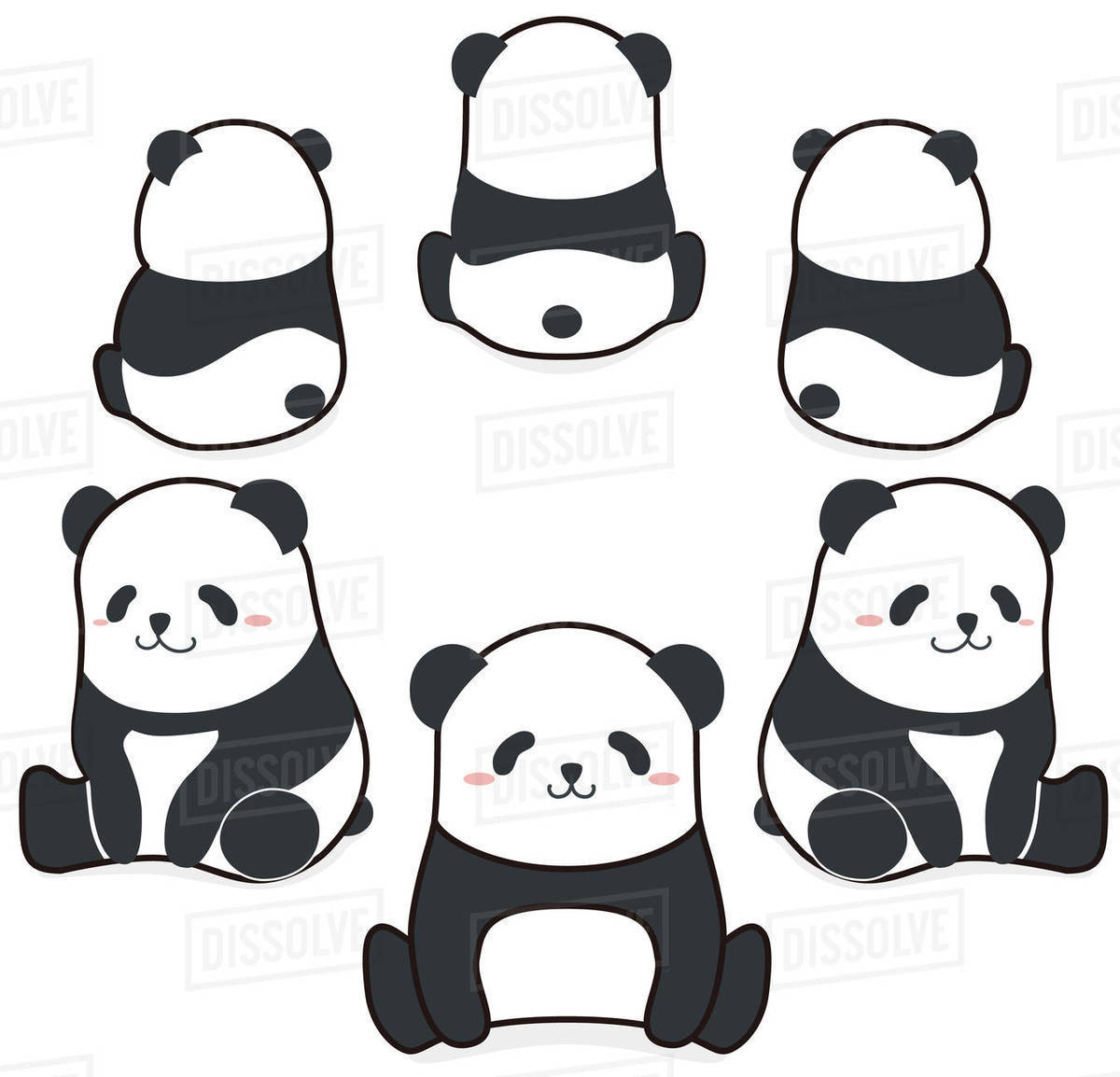 Cute funny cartoon style panda bear sitting in the circle vector ...
