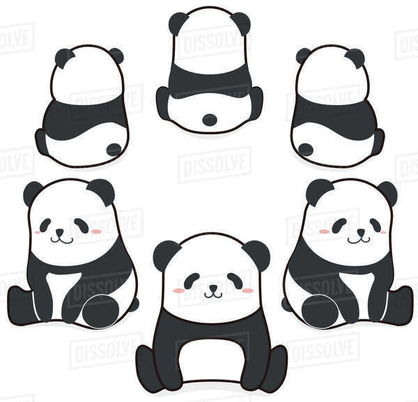 Cute funny cartoon style panda bear sitting in the circle vector ...