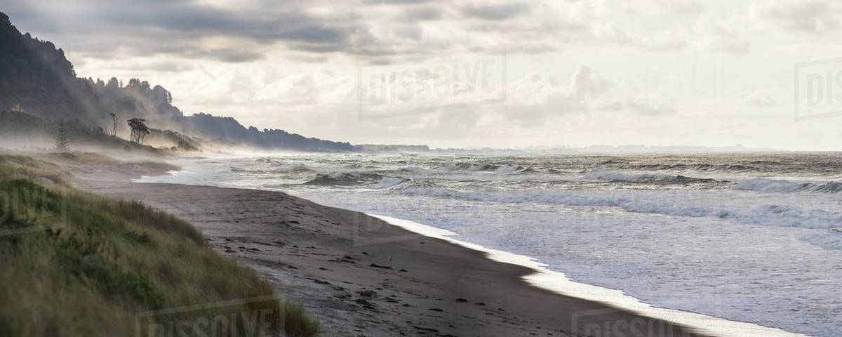 Matata Beach at sunset, Bay of Plenty, North Island, New Zealand ...