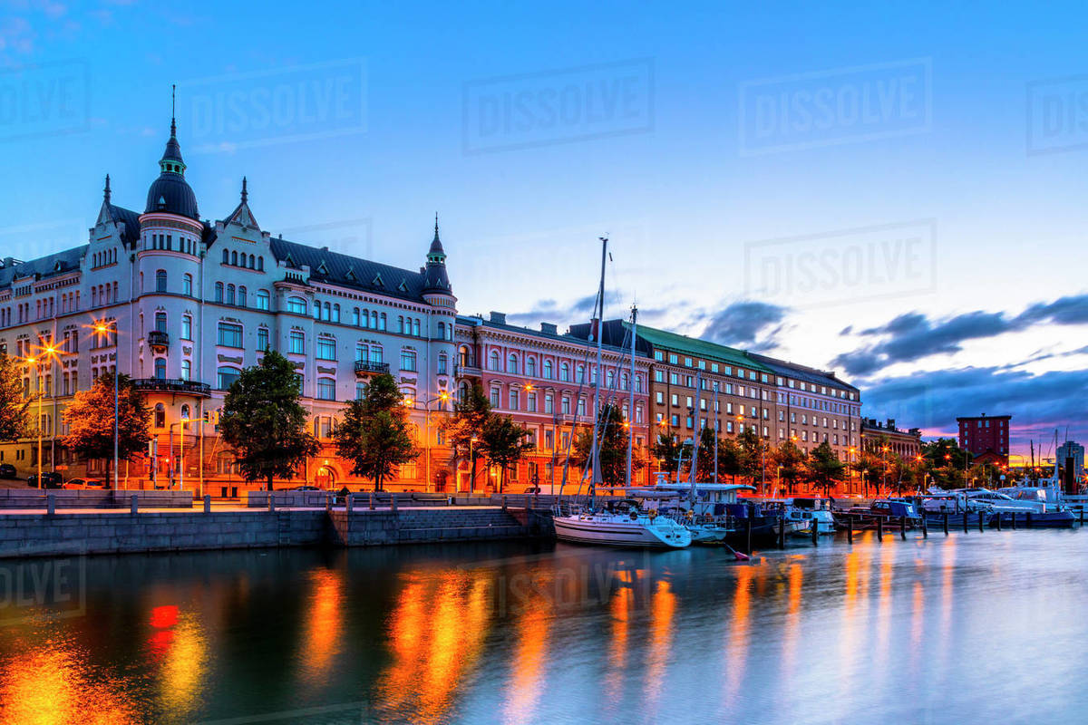 Waterfront at sunset in Helsinki, Finland, Europe - Royalty-free Stock ...