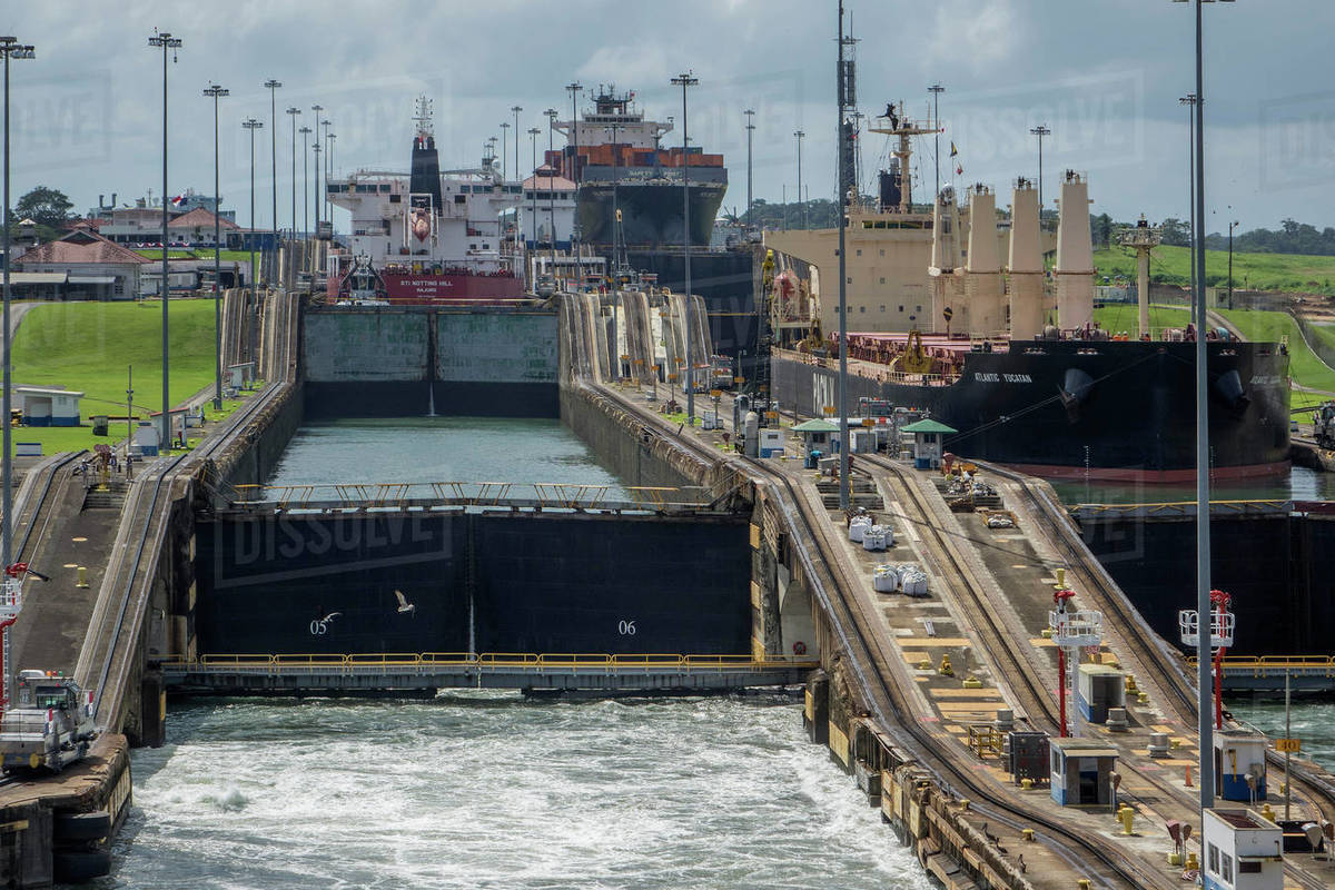 Gatun Locks, Panama Canal, Panama, Central America - Royalty-free Stock ...