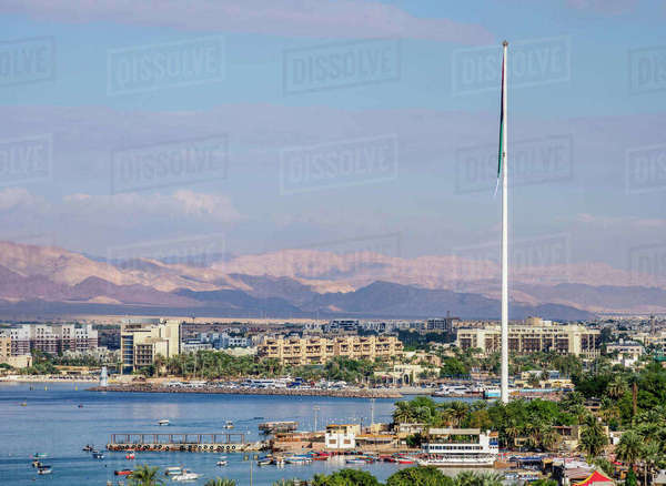 Aqaba, elevated view, Aqaba Governorate, Jordan, Middle East - Royalty ...