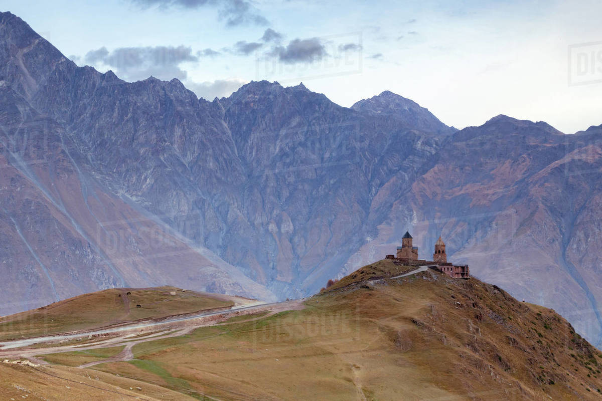 Gergeti Trinity Church in the North of Georgia, Central Asia, Asia ...