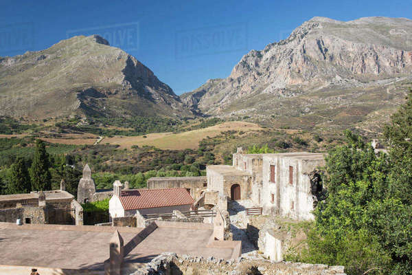 Ruins of the lower Preveli Monastery, Preveli, near Plakias, Rethymno ...