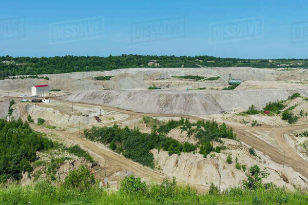 Open pit at the Primorskoye amber mine, Yantarny, Kaliningrad, Russia ...