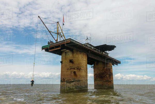 View of Roughs Tower, the former defense plattform, a Maunsell Sea Fort ...