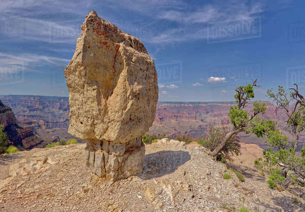 Closeup of Shoshone Rock on the edge of Shoshone Point on the south rim ...