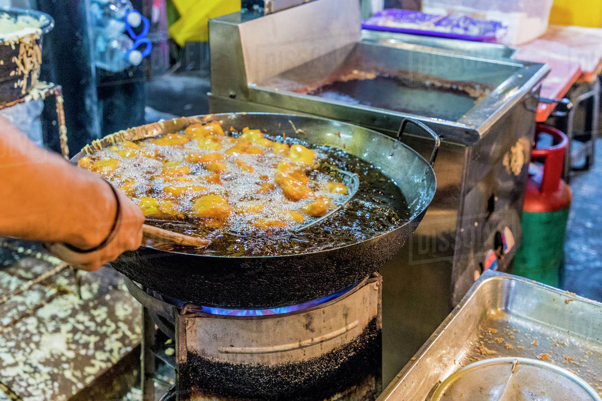 Fried durian in Jalan Alor Night Food Market in Kuala Lumpur, Malaysia ...