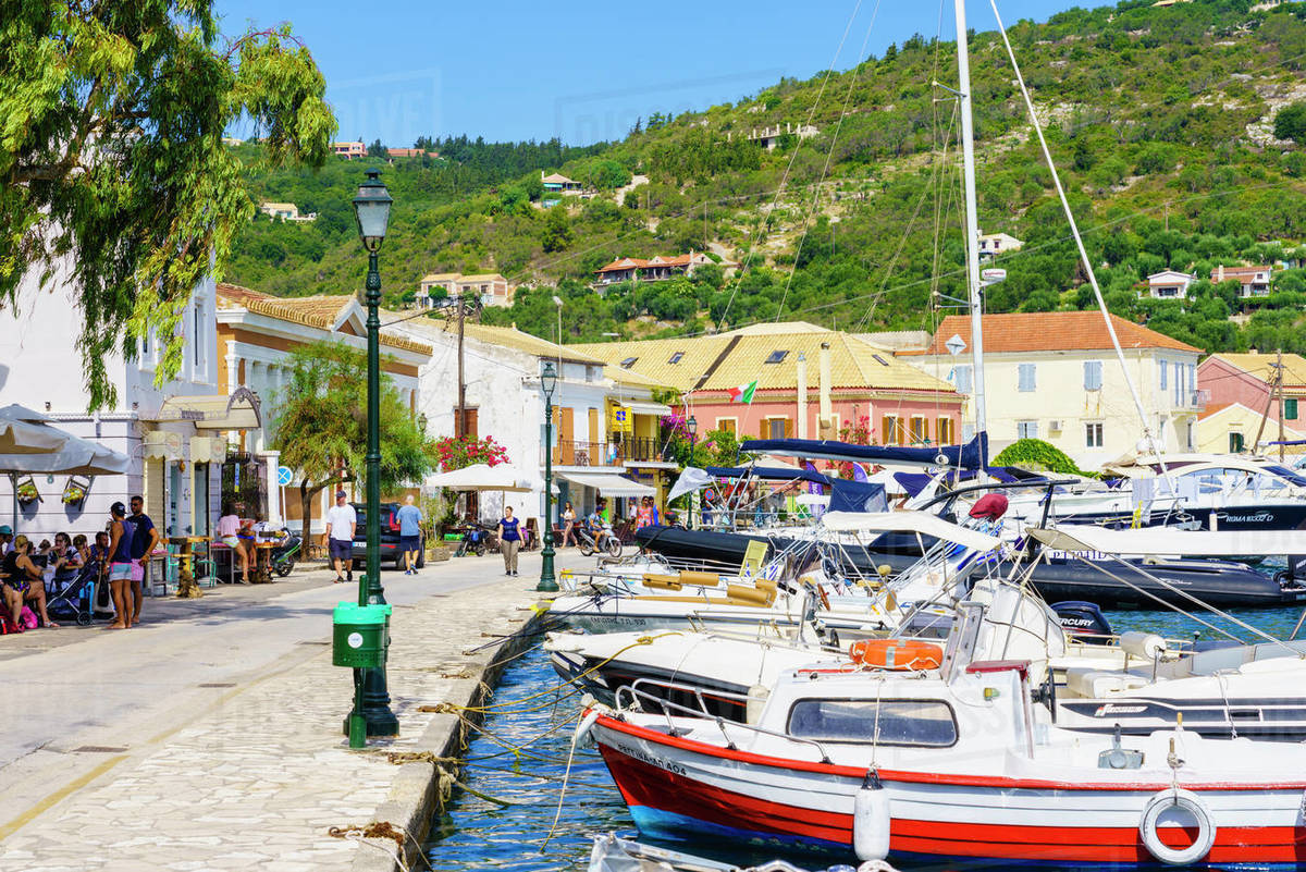 The pretty town of Gaios, the main port and harbour on the island ...