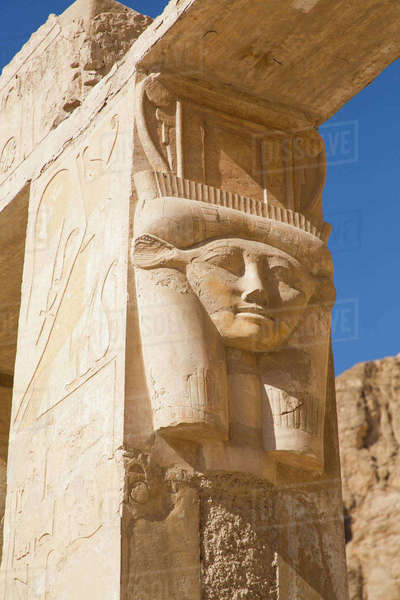 Hathor Column, Temple of Hathor, Hatshepsut Mortuary Temple (Deir el ...