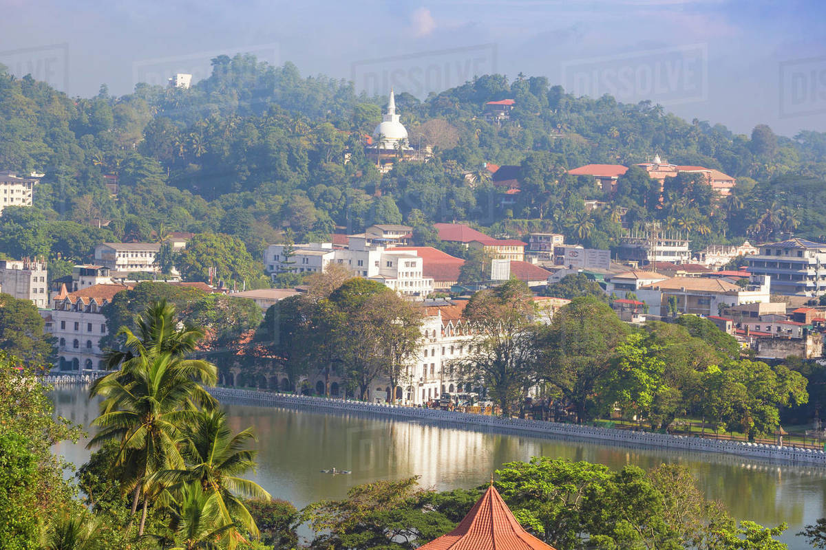View of Kandy Lake, Kandy, UNESCO World Heritage Site, Central Province ...