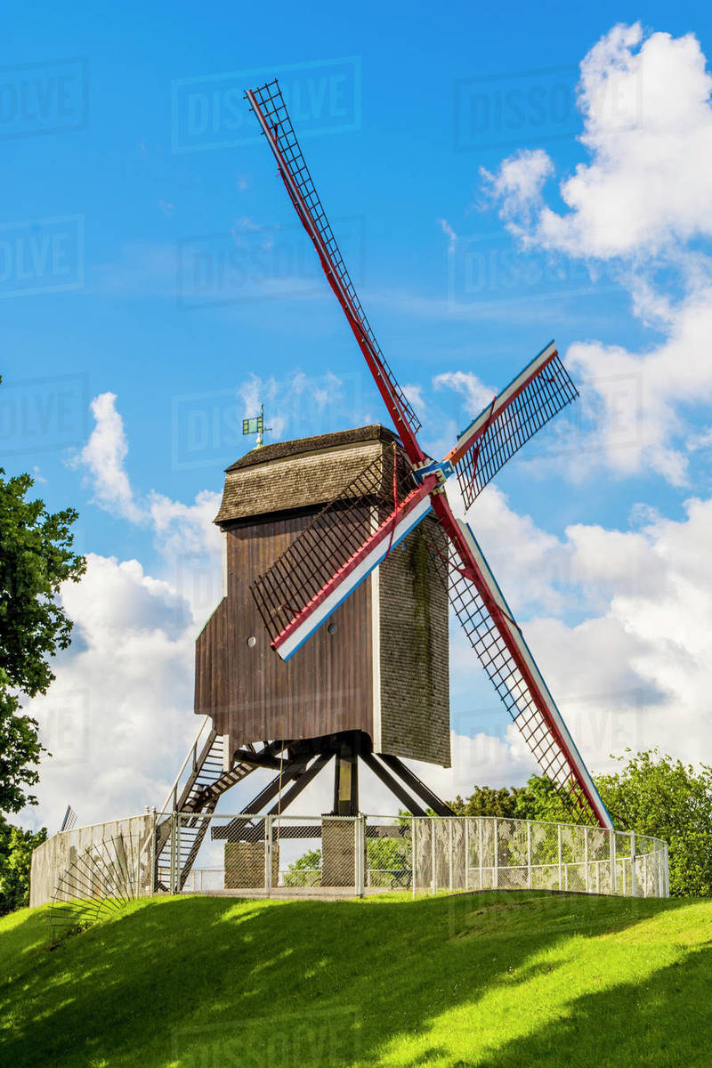 Saint Janshuis Mill windmill on the Kruisvest, Bruges, UNESCO World ...