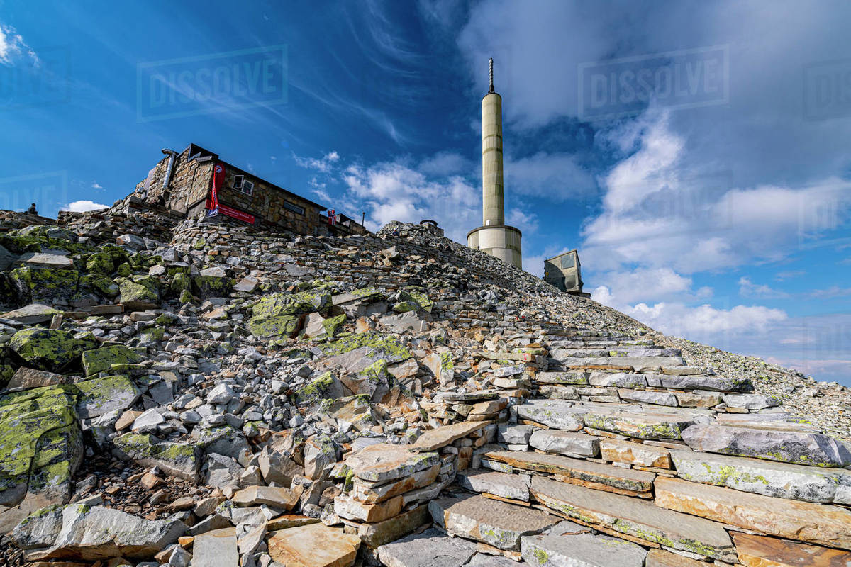 Summit installation on Gausta (Gaustatoppen), highest mountain in ...
