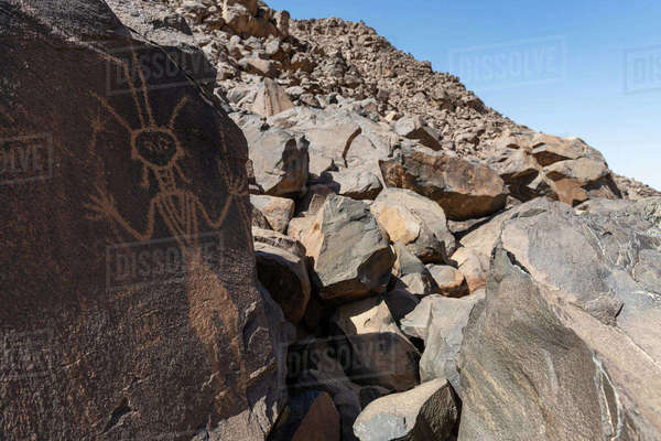 Prehistoric rock carvings, Arakao, Tenere Desert, Sahara, Niger, Africa ...