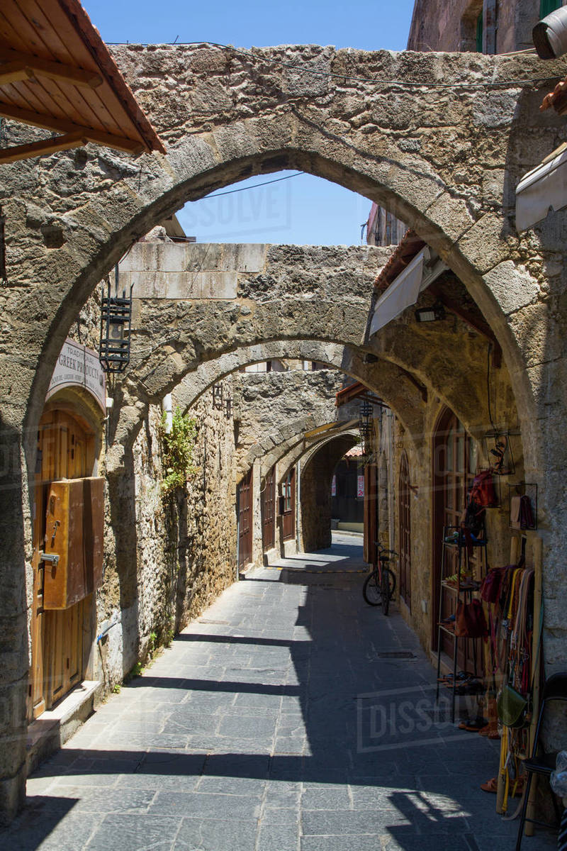 Street with Earthquake Supports, Rhodes Old Town, UNESCO World Heritage ...