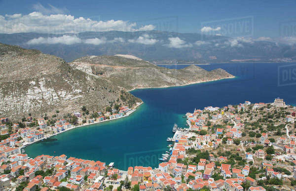 Kastellorizo Harbour, from Cliff Steps, Kastellorizo (Megisti) Island ...