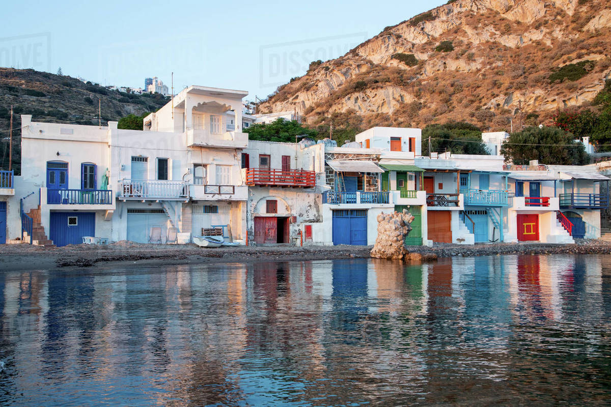 Picturesque colorful village of Klima, Milos island, Cyclades, Greek ...
