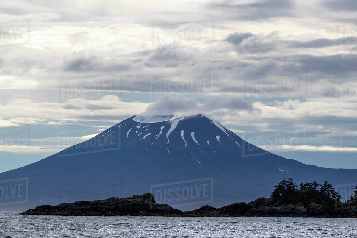 The dormant volcano Mount Edgecomb just outside the city of Sitka ...