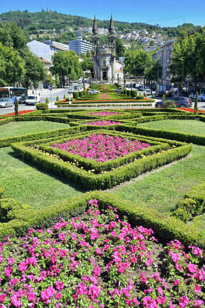 Gardens and Church of Sao Gualter, Guimaraes, Minho, Portugal, Europe ...