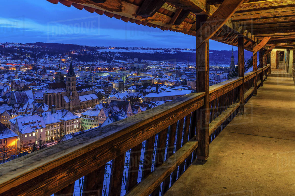 View from the castle to the old town of Esslingen, Baden-Wurttemberg ...