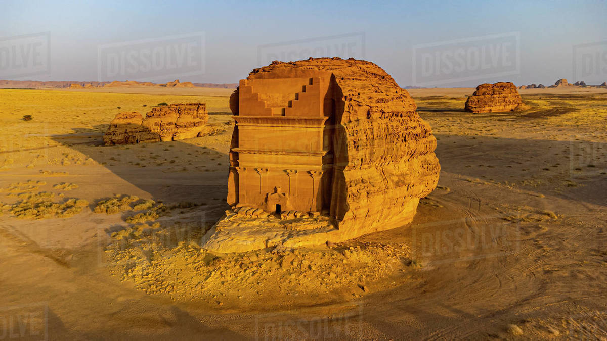 Aerial of the Tomb of Lihyan, son of Kuza, Madain Saleh (Hegra) (Al ...