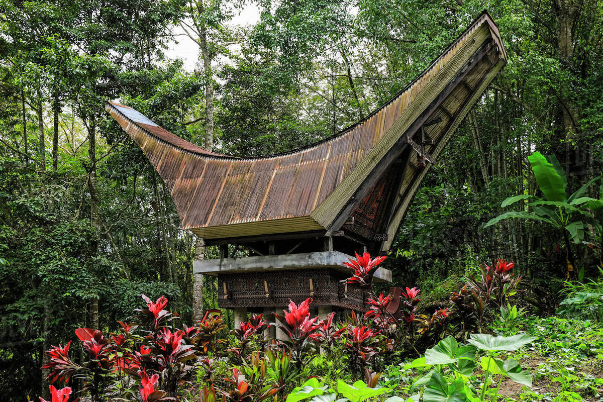 Zinc clad saddleback roofed tongkonan, Bori Kalimbuang megalithic ...