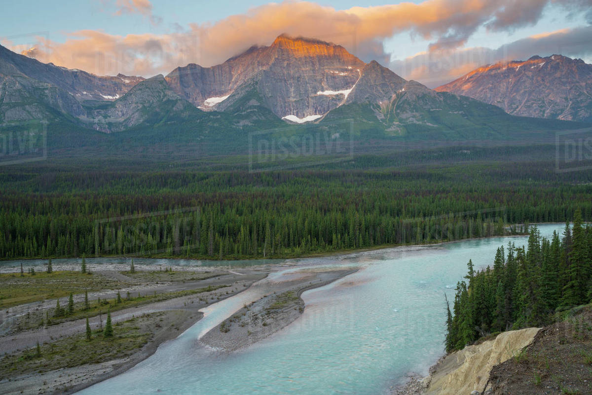 Mount Fryatt and the Athabasca River, Jasper National Park, UNESCO ...
