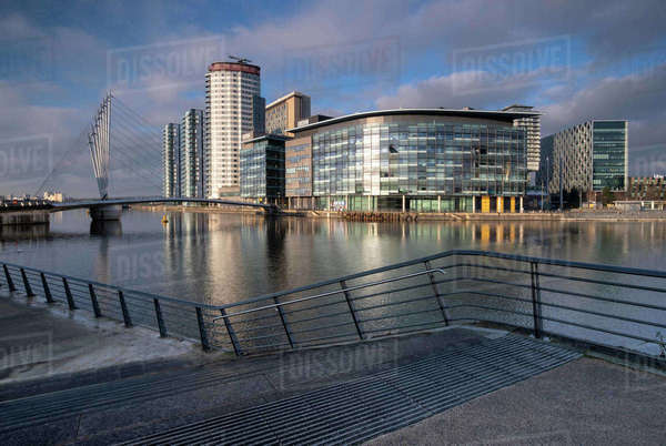 MediaCityUK, Media City Footbridge and BBC Studios, Salford Quays ...