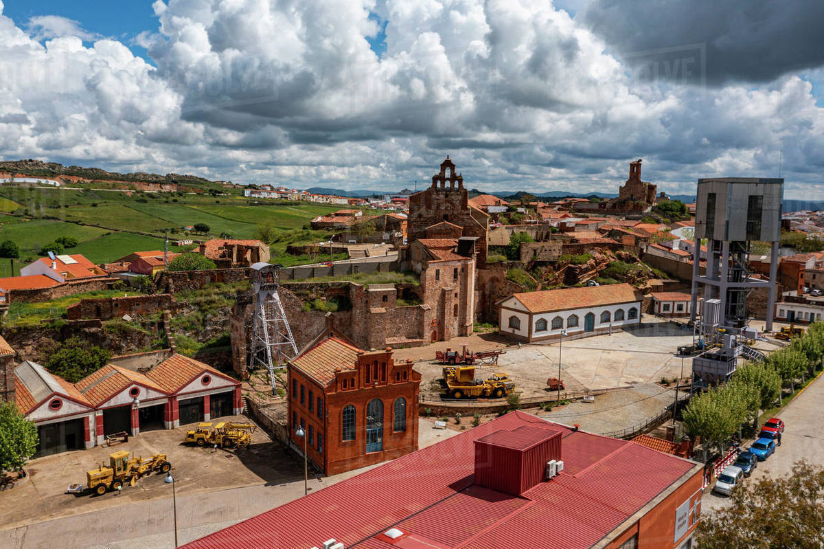 Aerial of the ancient mine, Heritage of Mercury, UNESCO World Heritage ...