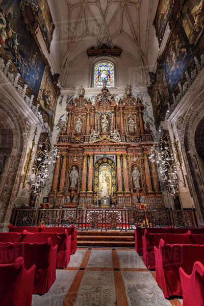 Interior of Seville Cathedral, UNESCO World Heritage Site, Seville ...