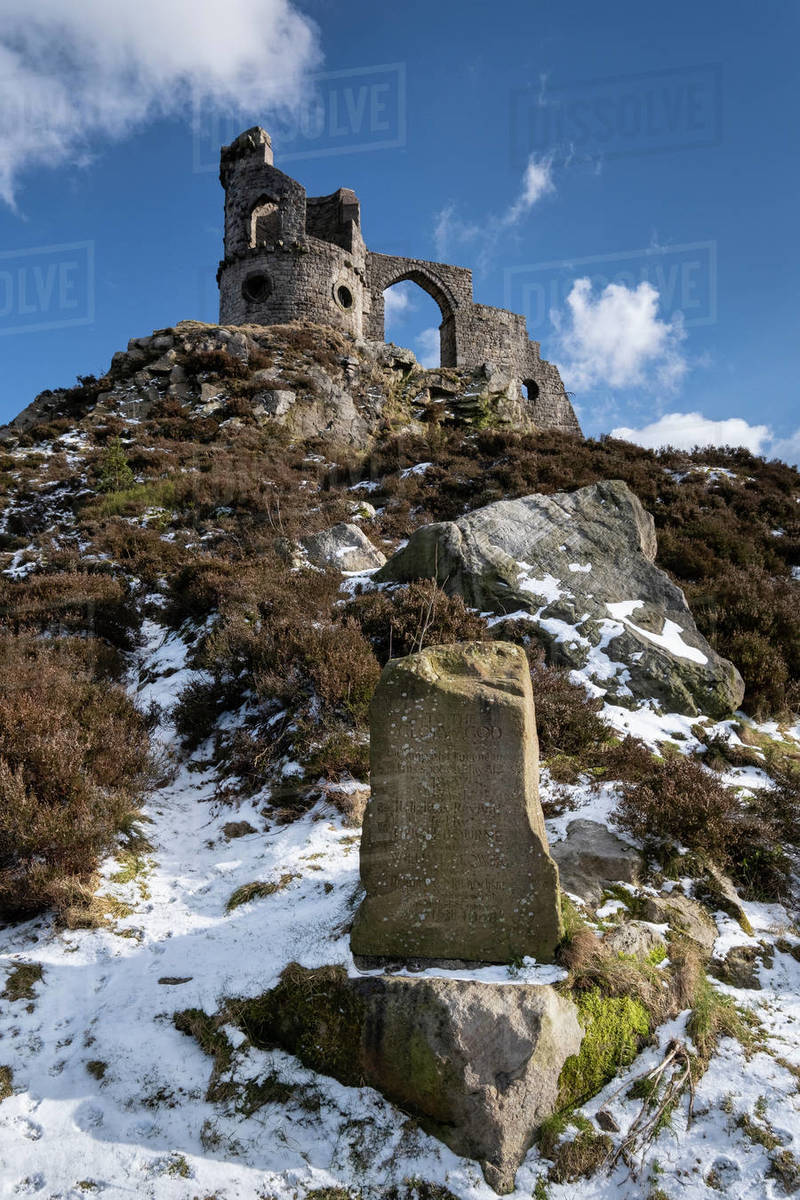 Primitive Methodist Movement monument stone and Mow Cop Castle in ...