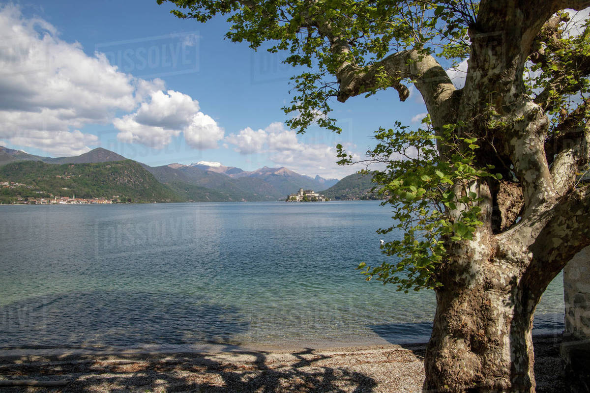 View of Lake Orta and the Island of San Giulio, Orta, Lake Orta ...