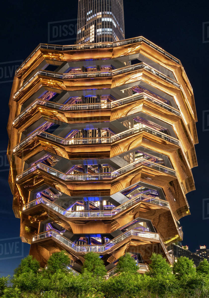 The Vessel at night, Hudson Yards, Manhattan, New York City, New York ...