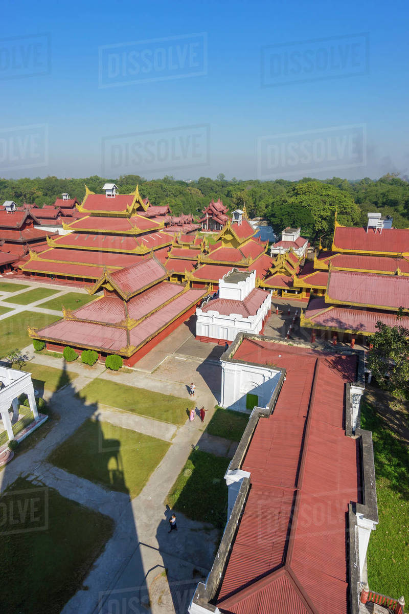 High angle view of Royal Palace, Mandalay, Myanmar (Burma), Asia ...