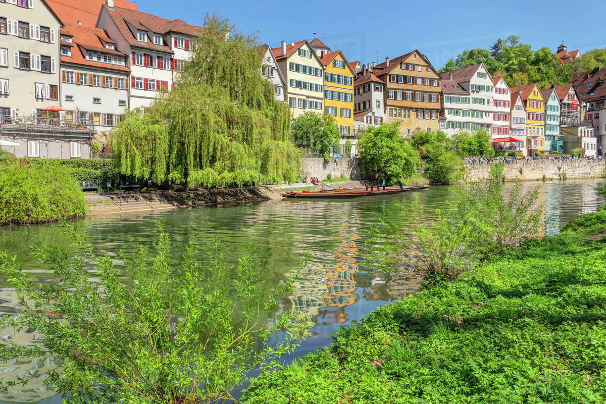 Old town on the Neckar River, Tubingen, Swabian Alps, Baden-Wurttemberg ...