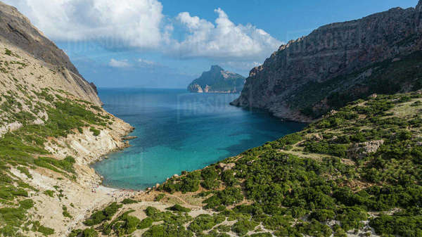 Aerial view of the Boquer Valley, Serra de Tramuntana, Mallorca ...