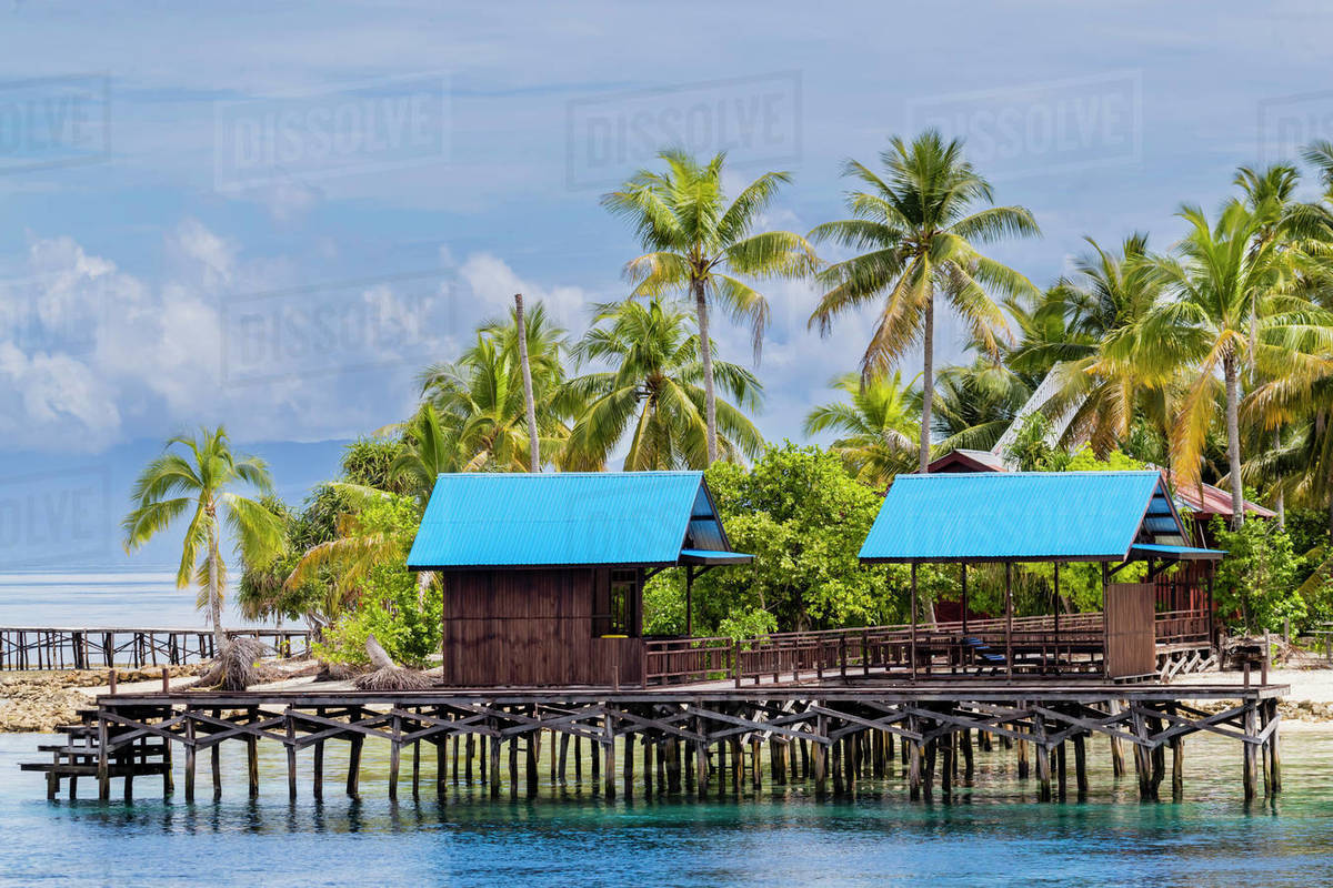 A view of the dive resort at Pulau Panaki, Raja Ampat, Indonesia ...